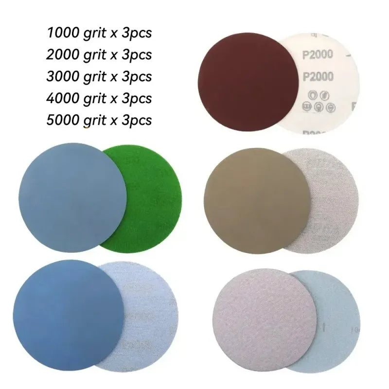 15PCS Round Hook and Loop Sanding Discs – 125mm, Grits 1000 to 5000,HH ...